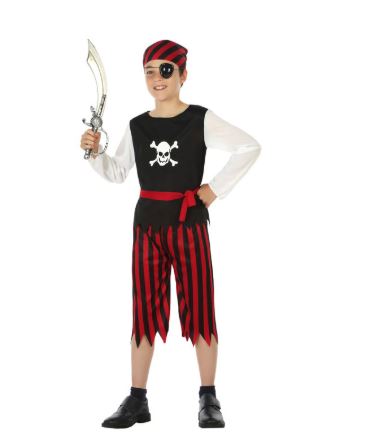 déguisement pirate garçon noir et rouge – Publivog